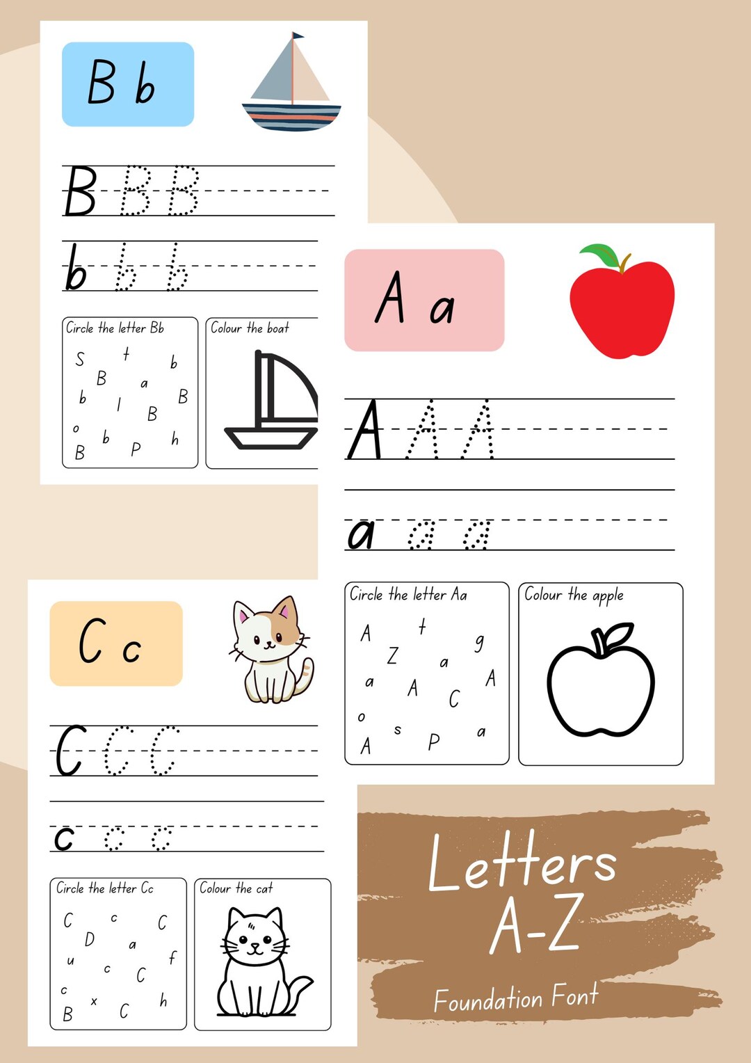 A to Z Tracing Pages, Foundation Font, Alphabet Resources, Preschool ...