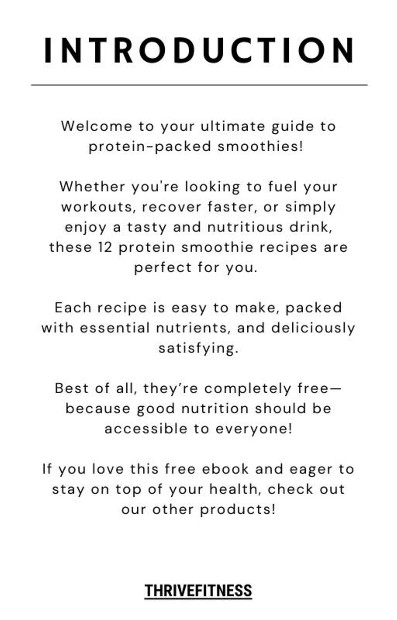 Protein Smoothie Recipe Book - Etsy