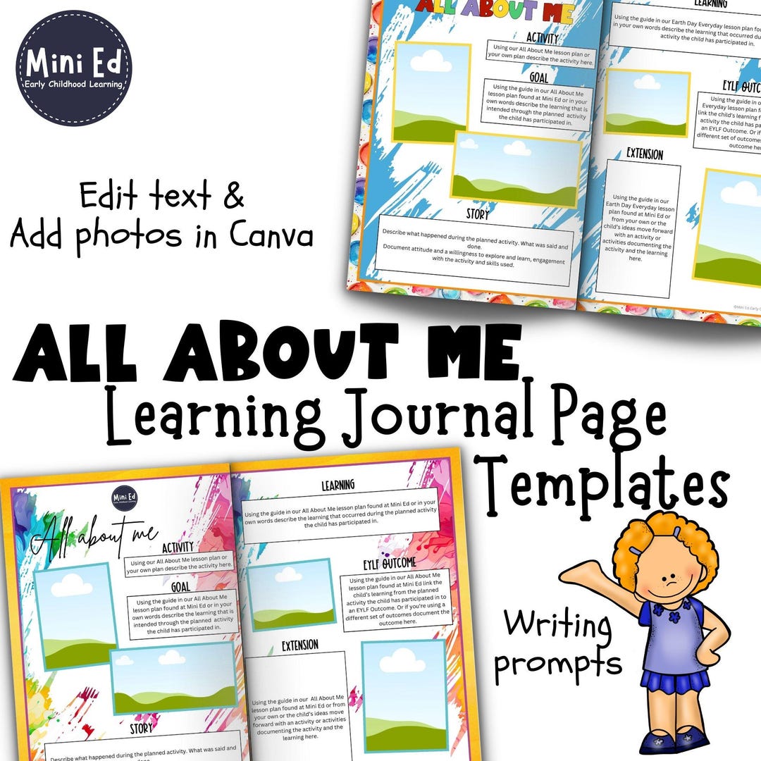 All About Me Themed Learning Journal Page Templates for Child ...