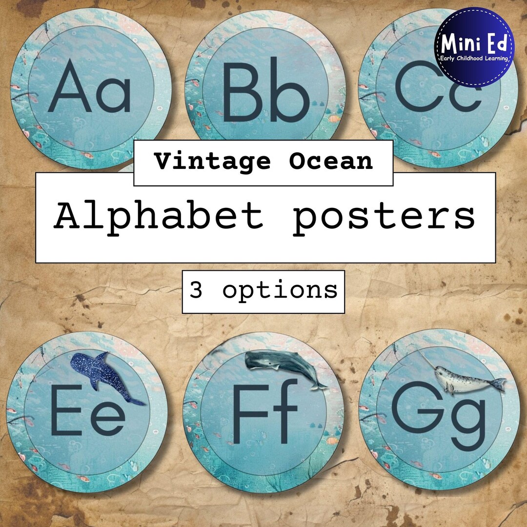 Vintage Ocean | Alphabet Posters | Classroom Decor | Alphabet - Etsy