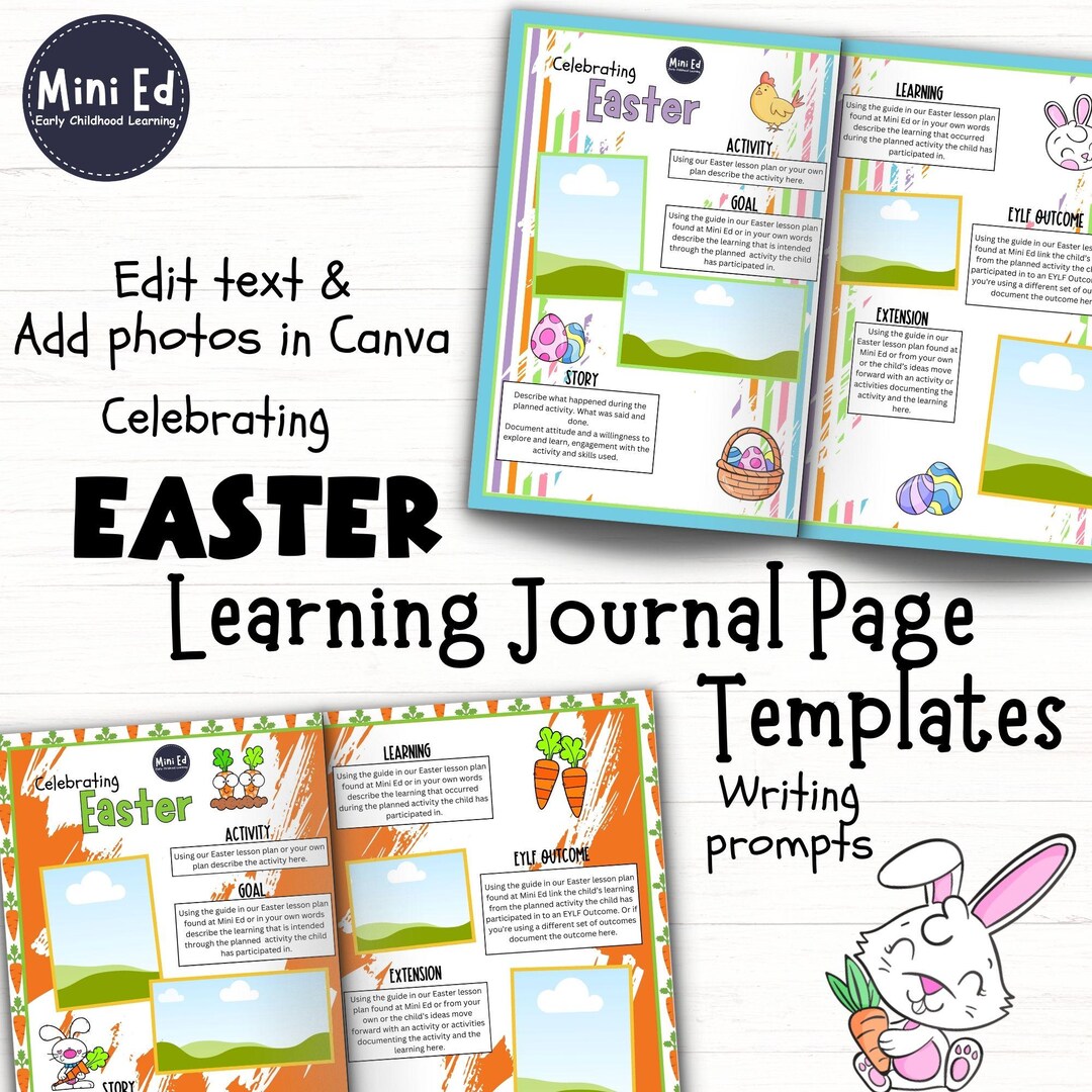 Easter Themed Learning Journal Page Templates for Child Portfolios - Etsy