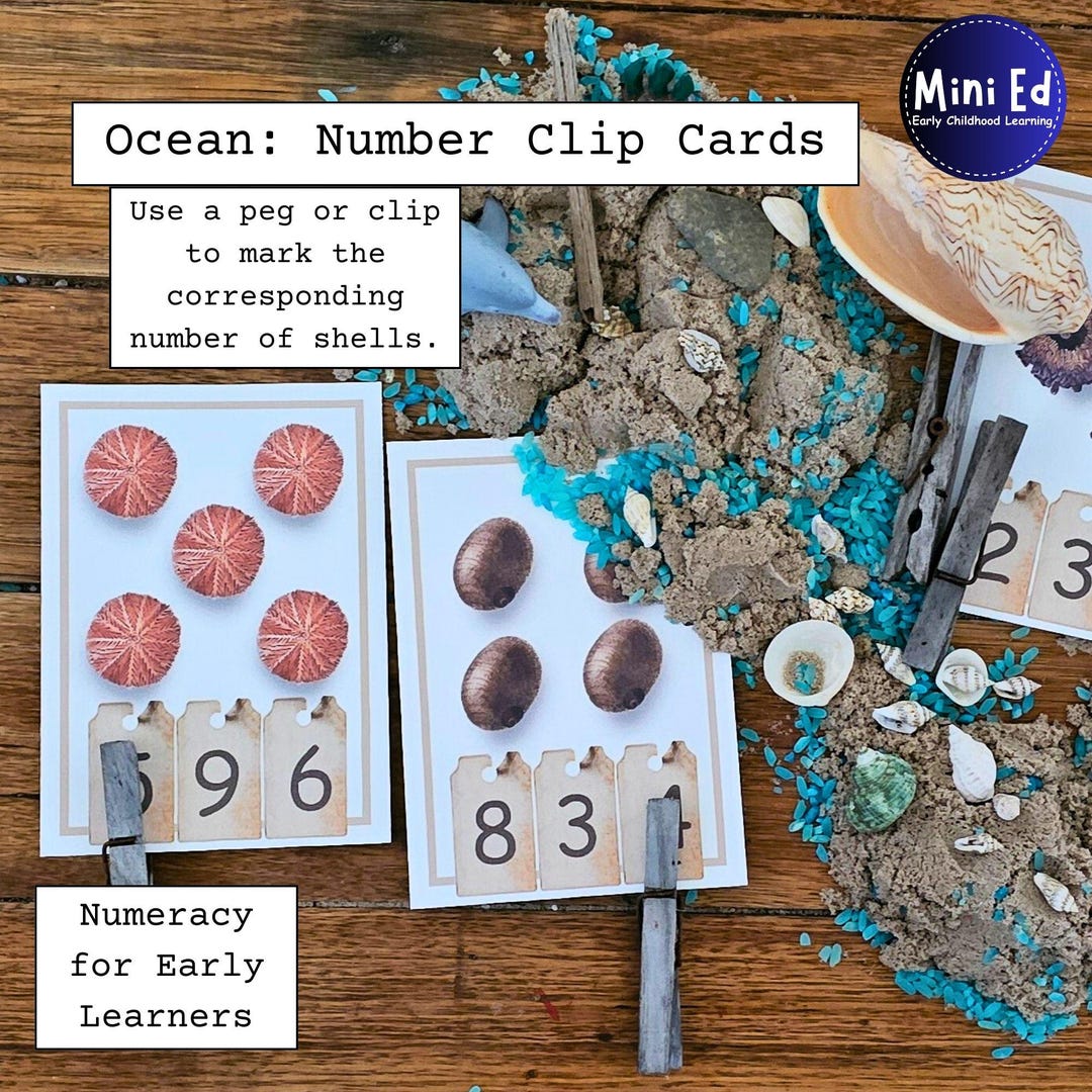 Ocean Number Clip Cards | Numbers | Numeracy | Activity | Flashcards - Etsy