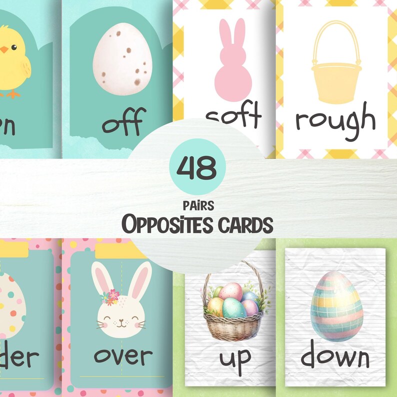 Easter Activities | Opposites Cards | Early Learning | Words - Etsy