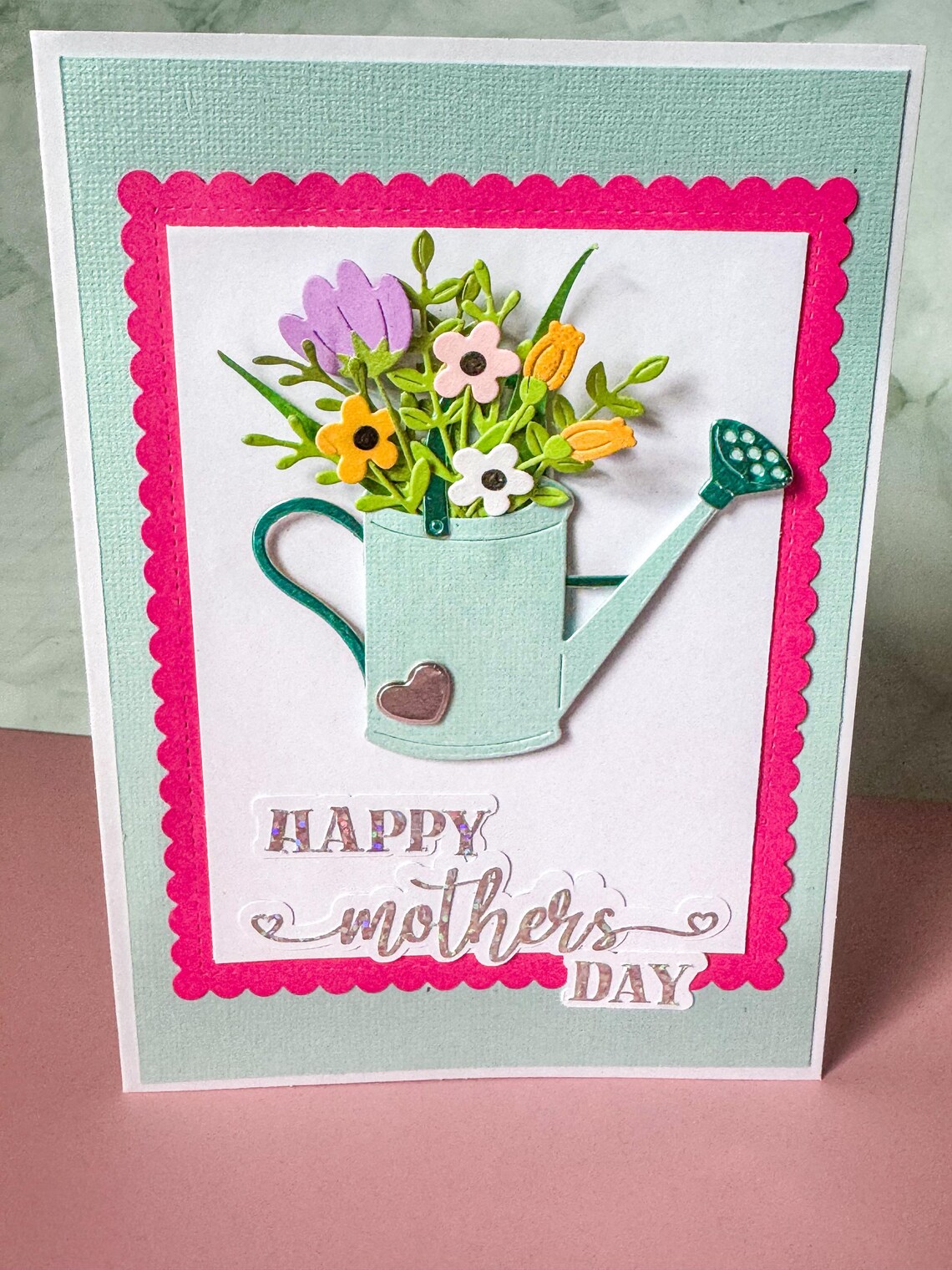 Handmade Mother’s Day Card – Watering Can With Flowers – Unique Floral ...