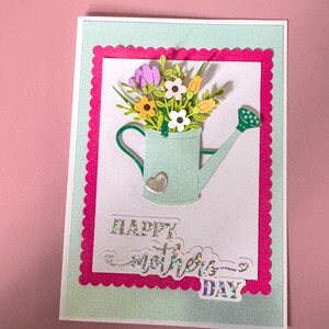 Handmade Mother’s Day Card – Watering Can With Flowers – Unique Floral ...