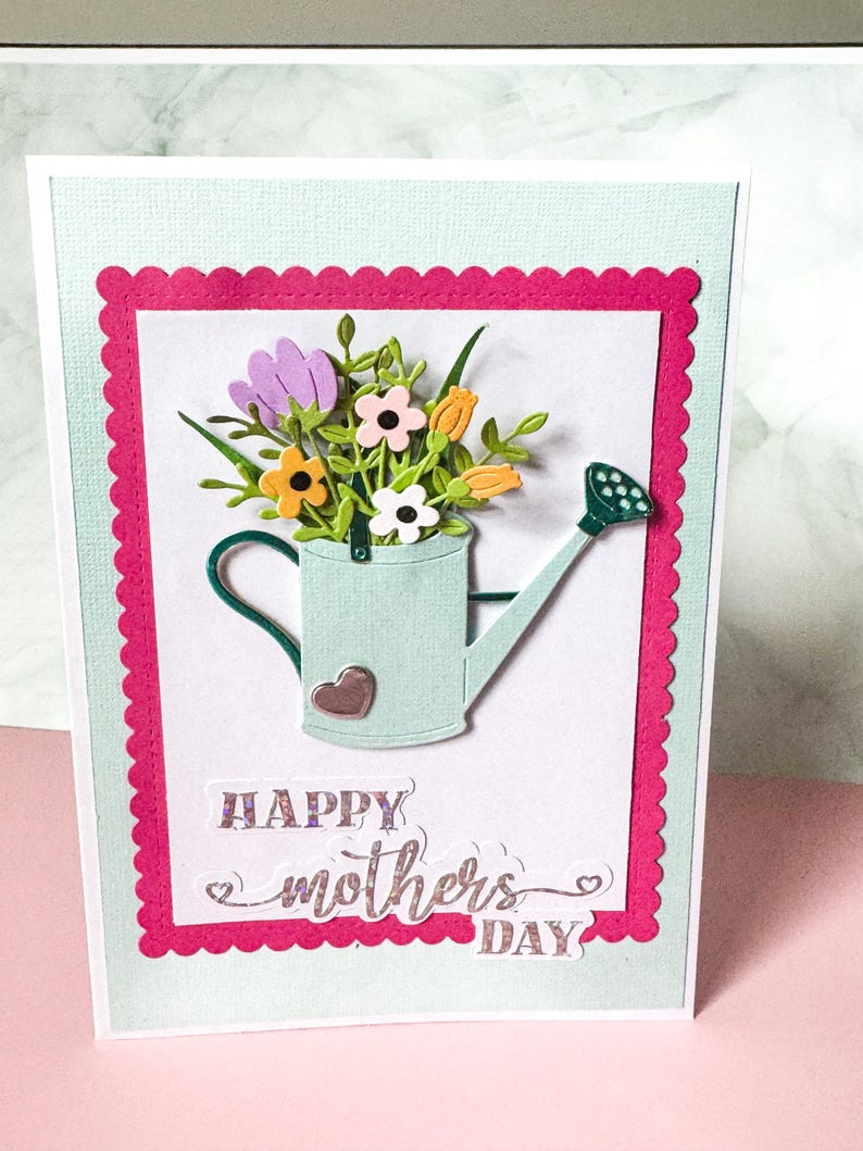 Handmade Mother’s Day Card – Watering Can With Flowers – Unique Floral ...