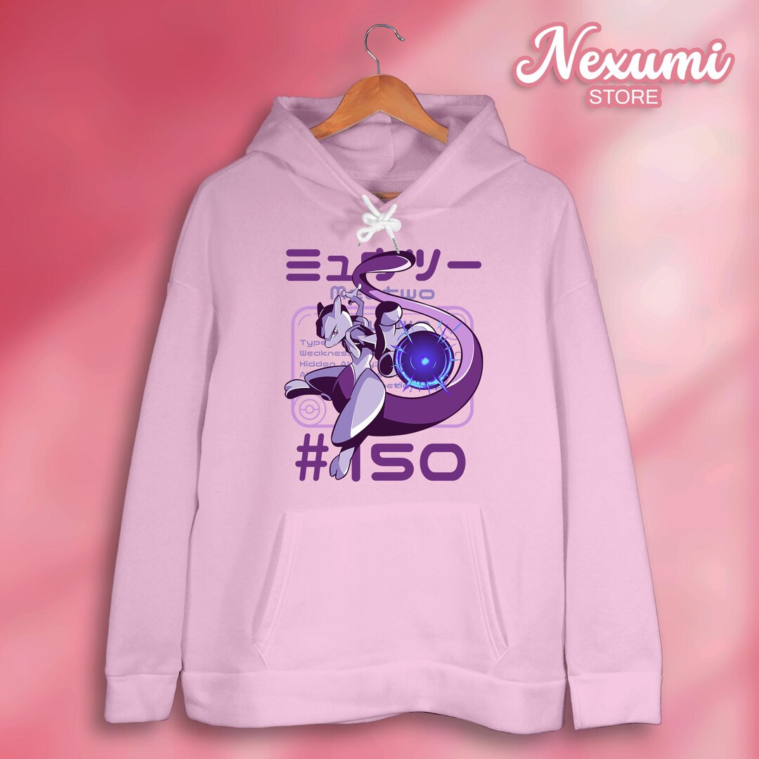 Mewtwo Anime Hoodie Sweatshirt - Funny Power Cat Anime Pullover ...