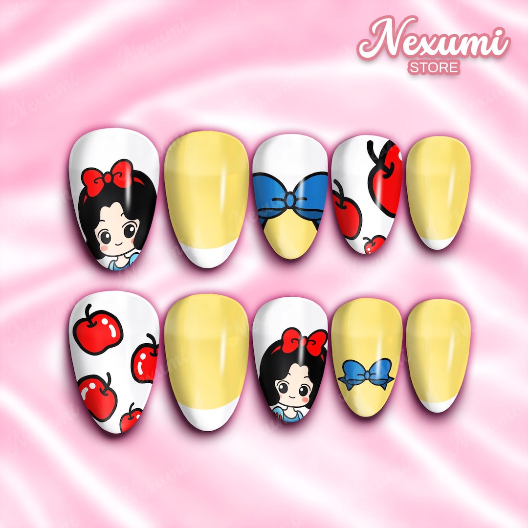 Princess Nails Handmade Press on Nail Set - Snow Apple Personalized ...