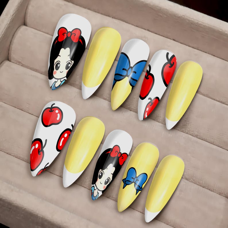 Princess Nails Handmade Press on Nail Set - Snow Apple Personalized ...
