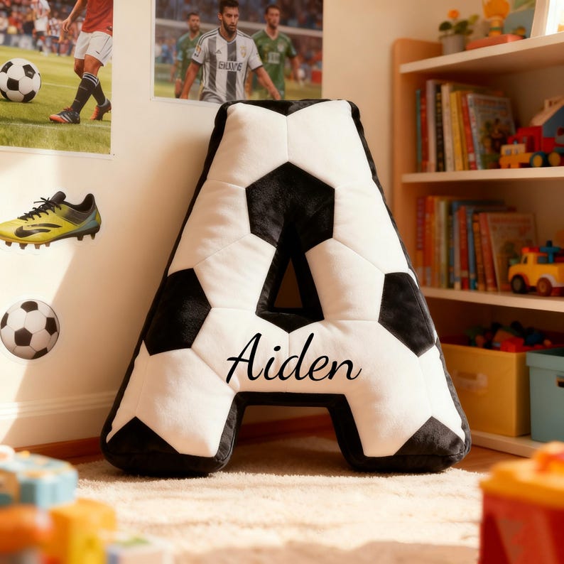 Personalized Soccer Ball Letter Pillow Custom Initial Pillow With Name ...