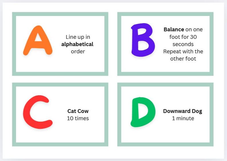 A-Z Brain Break Classroom Activity Cards - Etsy