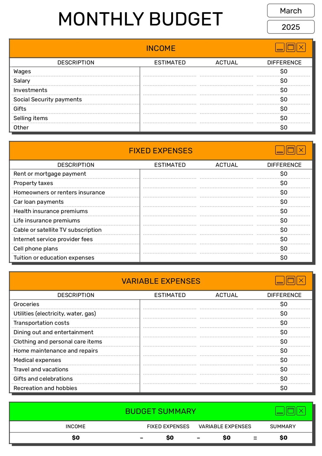 Monthly Budget Planner | Google Sheets Budget Template | Financial ...