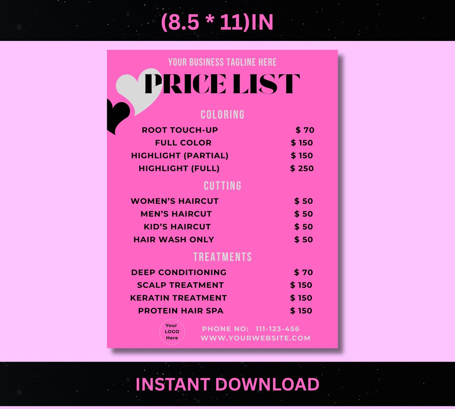 Editable Price List Template, Saloon Services Price Flyer, Nail Tech ...