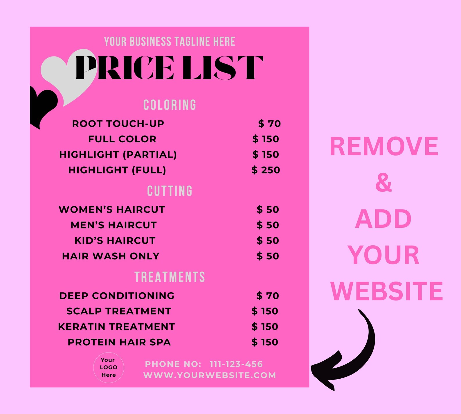 Editable Price List Template, Saloon Services Price Flyer, Nail Tech ...