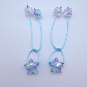 Blue Holographic Star Labubu Earrings – Adjustable, Non-pinch Cute Doll ...