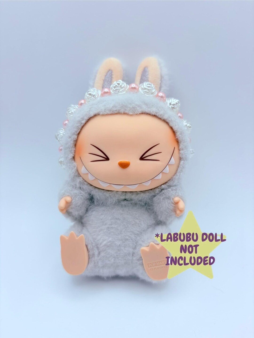 Rose Pearl Labubu Headband - Cute Doll Accessory, Handmade Floral Crown ...