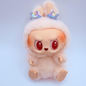 Blue Holographic Star Labubu Earrings – Adjustable, Non-pinch Cute Doll ...