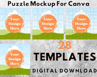 Jigsaw Puzzle Mockup for Canva, Canva Frame Mockup, Canva Jigsaw Puzzle Template, Custom Puzzle ...