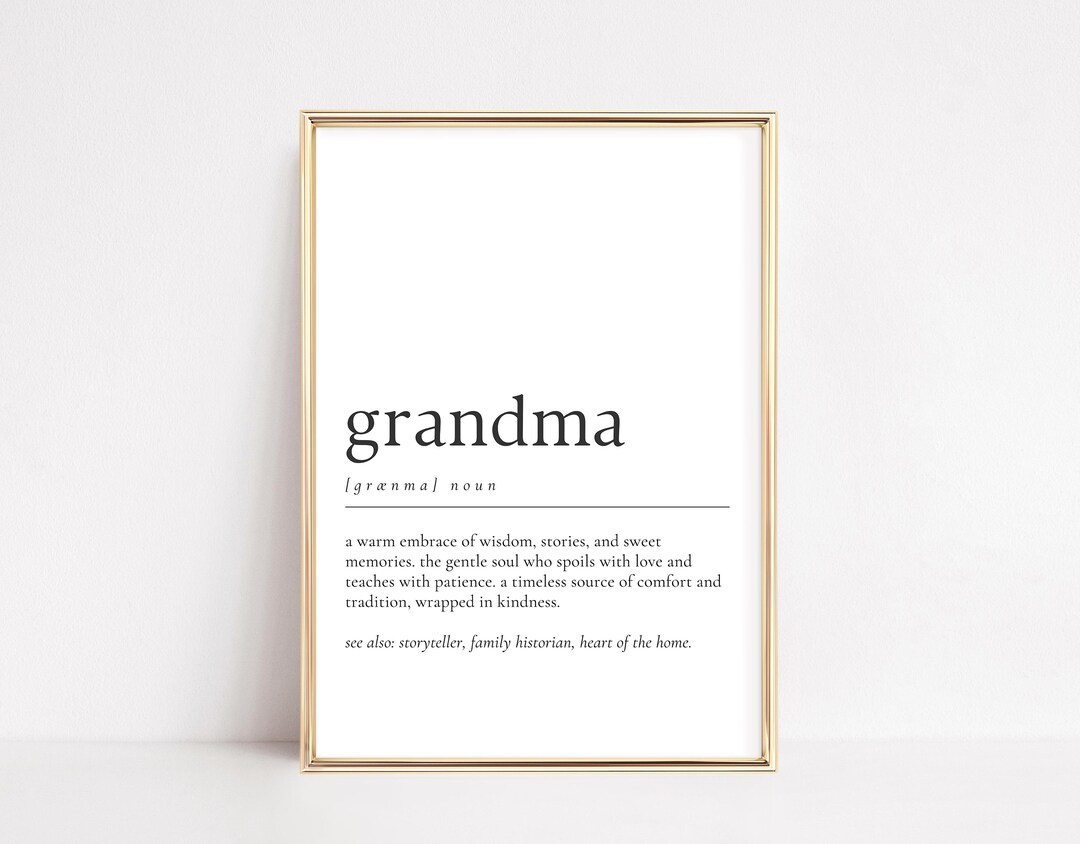 Grandma Definition Art Print: Grandmother Gift, Printable Wall Decor ...