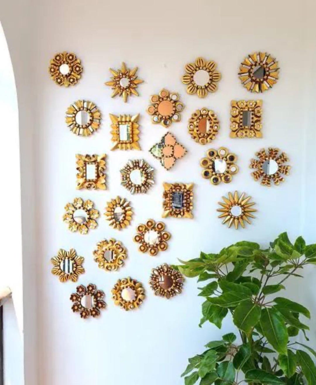Hand-painted Peruvian Mirror: Boho Wall Decor (7 Inches) - 1 Piece Sun ...