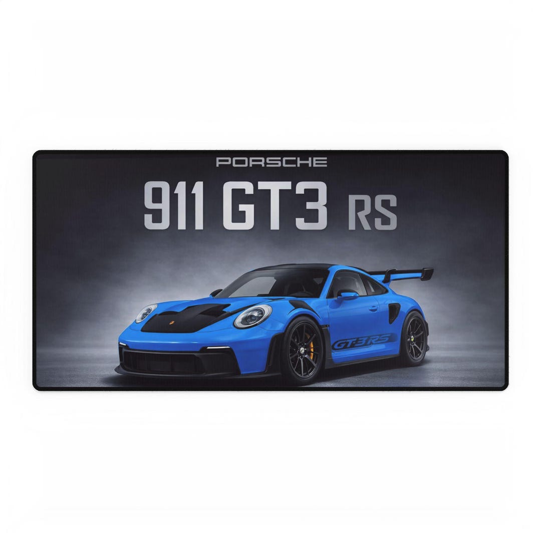 Porsche 911 GT3 RS Blue Car Desk Mat | Racing Sports Car Mousepad - Etsy