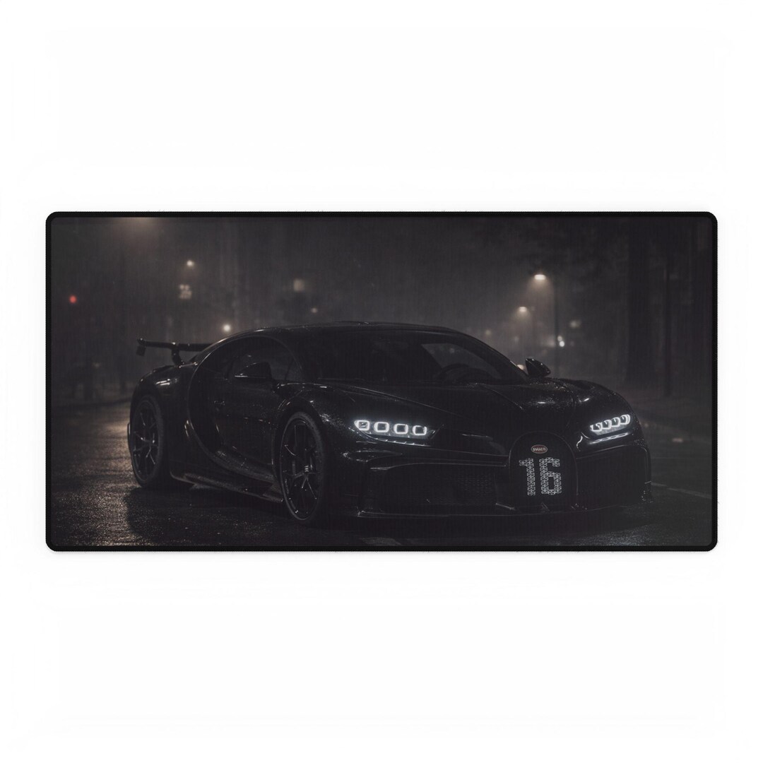 Black Bugatti Night Scene Desk Mat | Racing Car Mouse Pad - Etsy