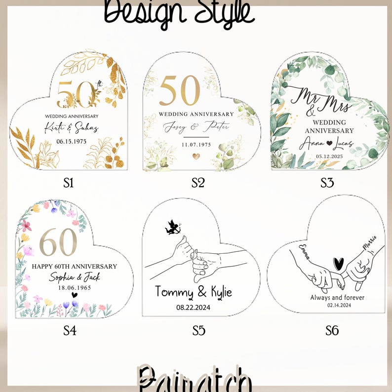 Personalized Golden Anniversary Cake Topper 50th Anniversary Gift Heart ...