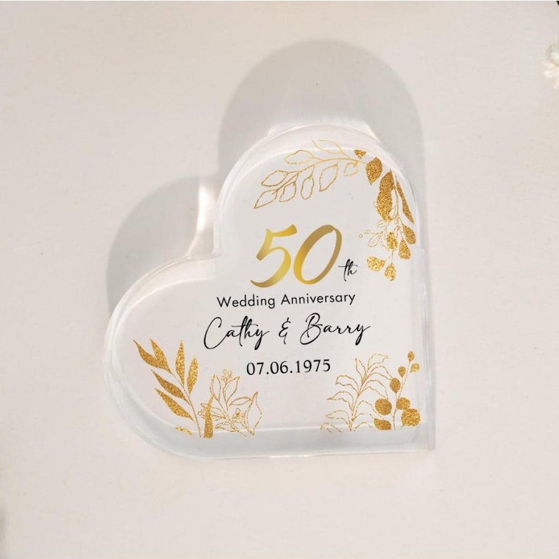 Personalized Golden Anniversary Cake Topper 50th Anniversary Gift Heart ...