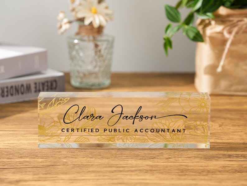 Desk Plaque, Acrylic Name Plate for Desk, Teacher Name Plate, Custom ...