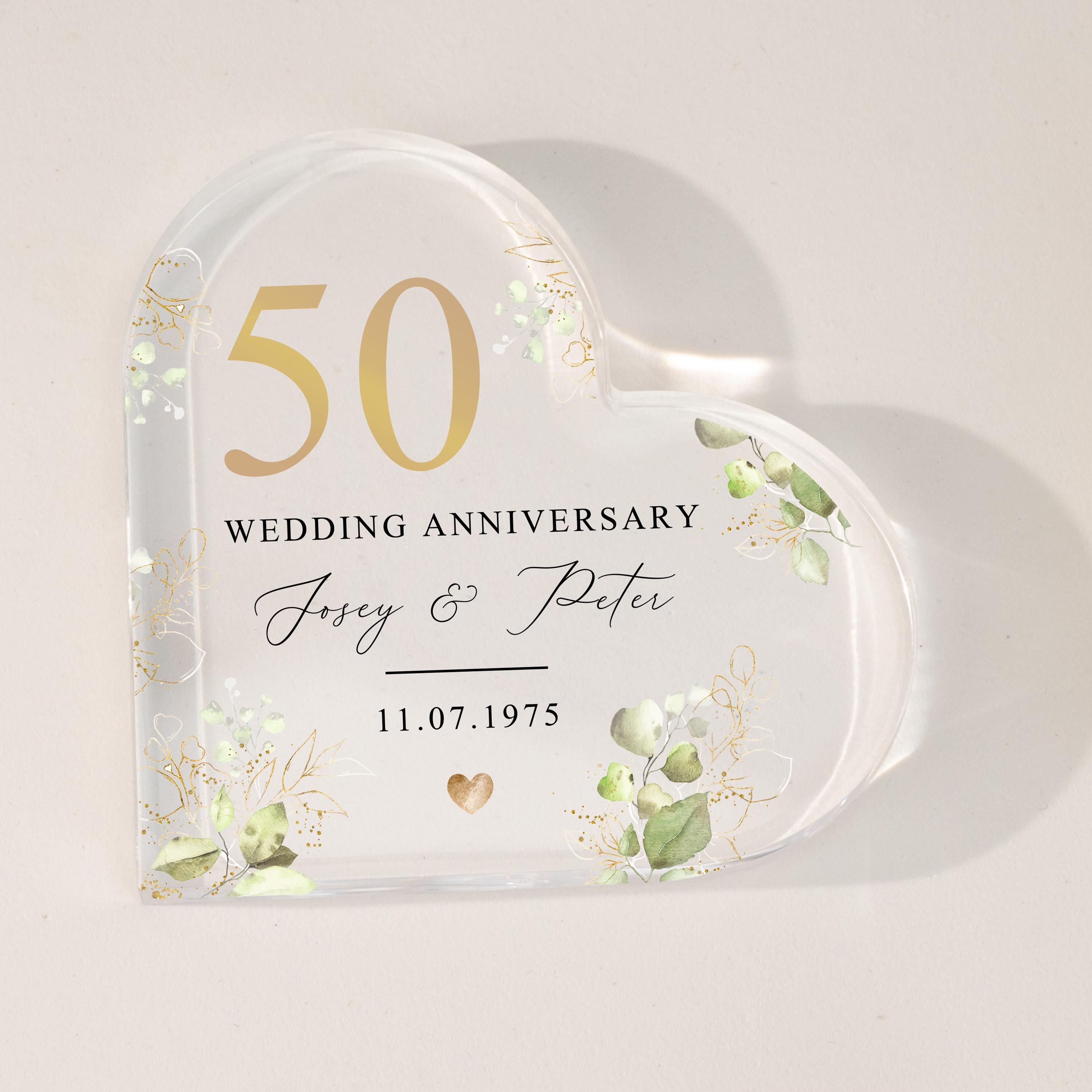 Personalized Golden Anniversary Cake Topper 50th Anniversary Gift Heart ...