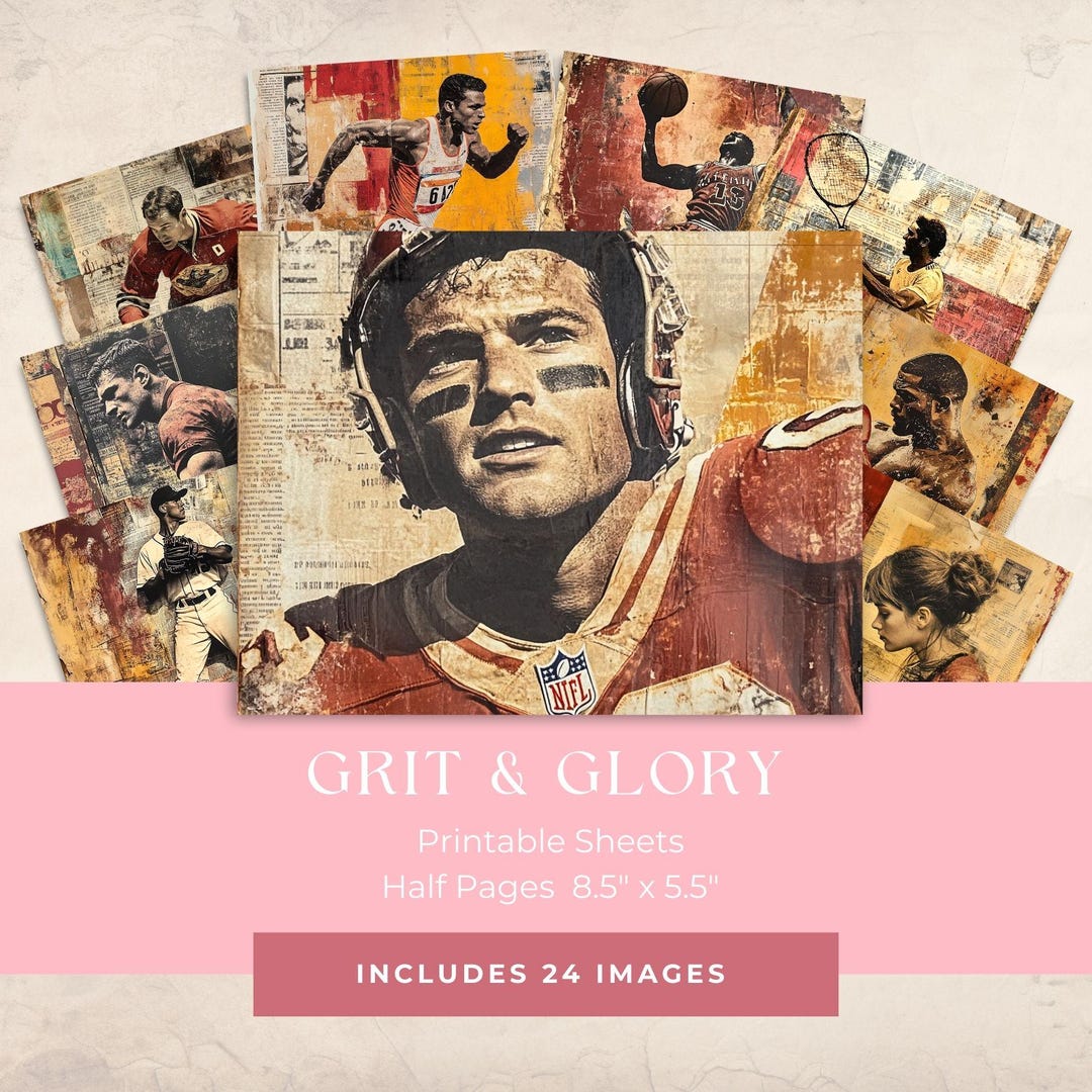 Grit & Glory Junk Journal Pages Digital Scrapbook Paper Kit Vintage ...