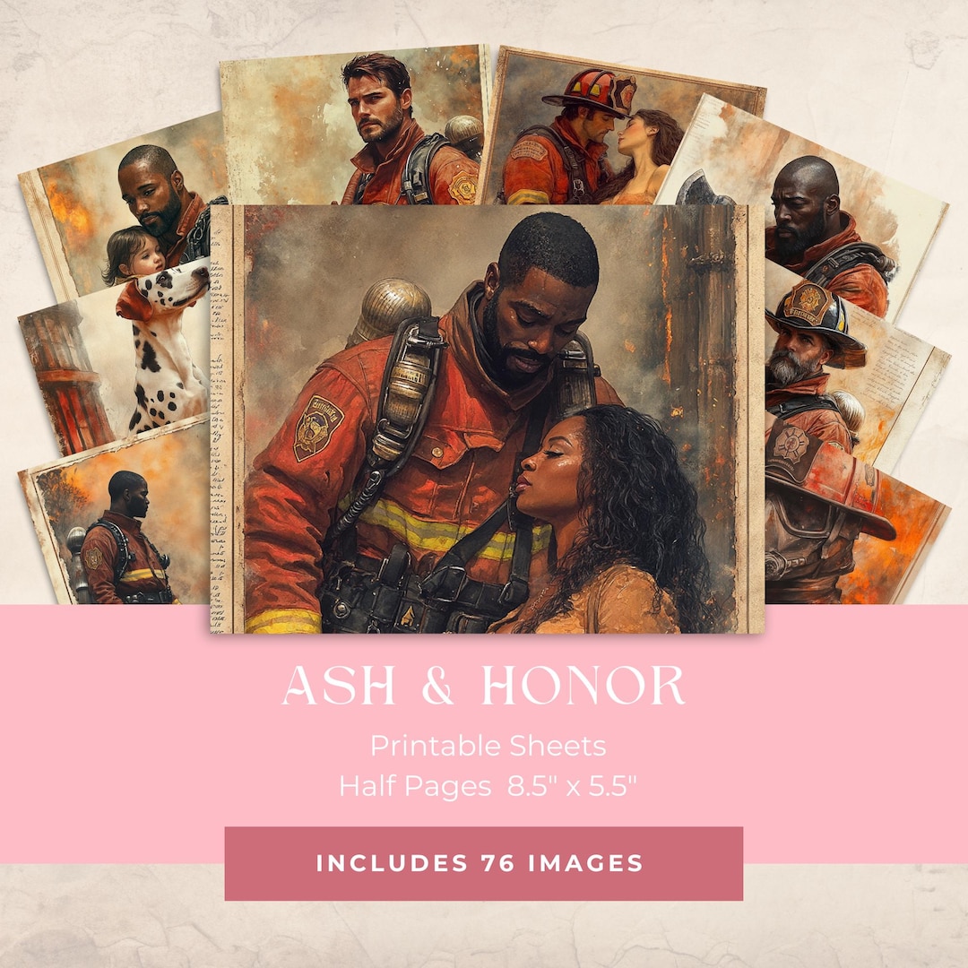 Ash & Honor | Firefighter-inspired Digital Junk Journal Pages | Rustic ...
