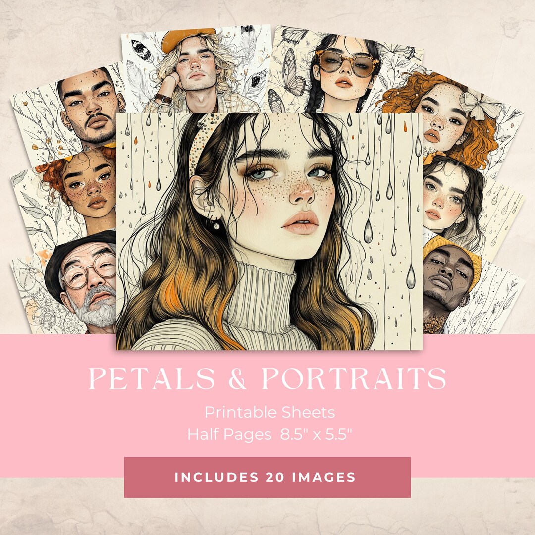 Petals & Portraits Junk Journal Pages Digital Scrapbook Paper Kit ...