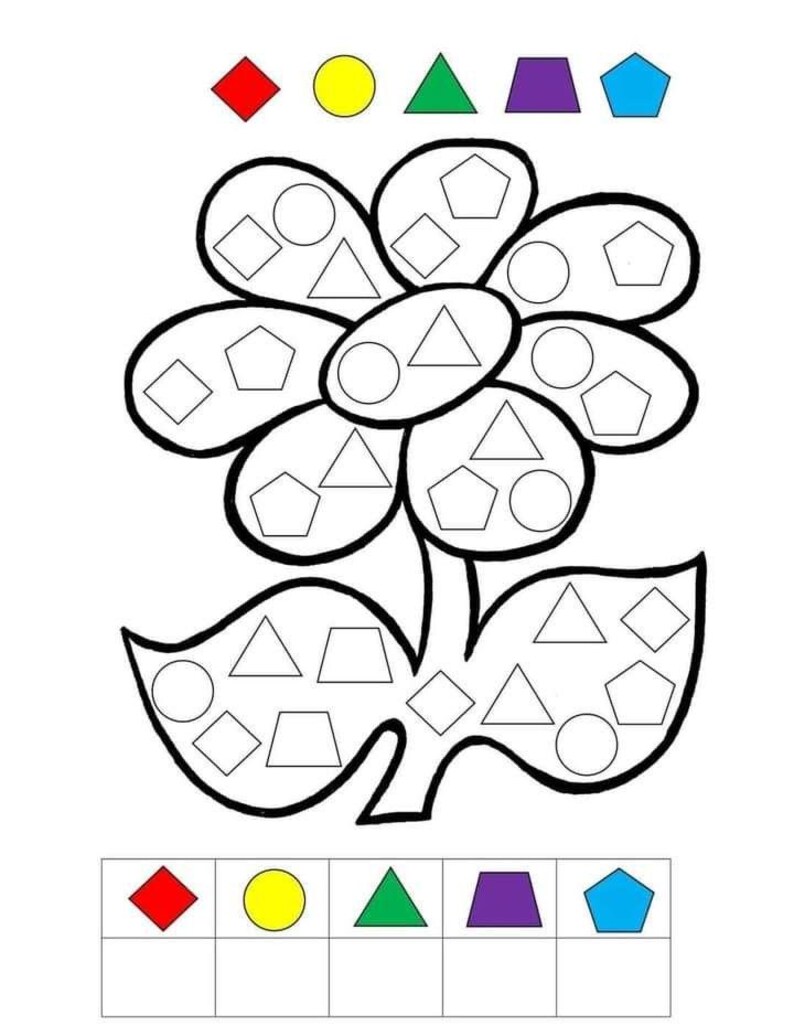 Shape Matching Coloring Pages: Preschool Learning Activity - Etsy