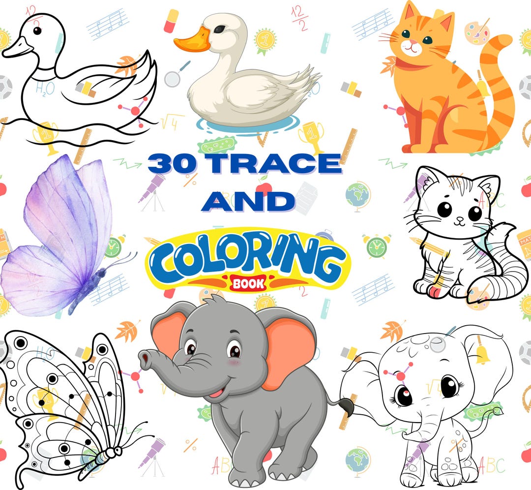 30 Trace and Coloring Page,30 Trace and Color Pages for Toddlers,30 ...