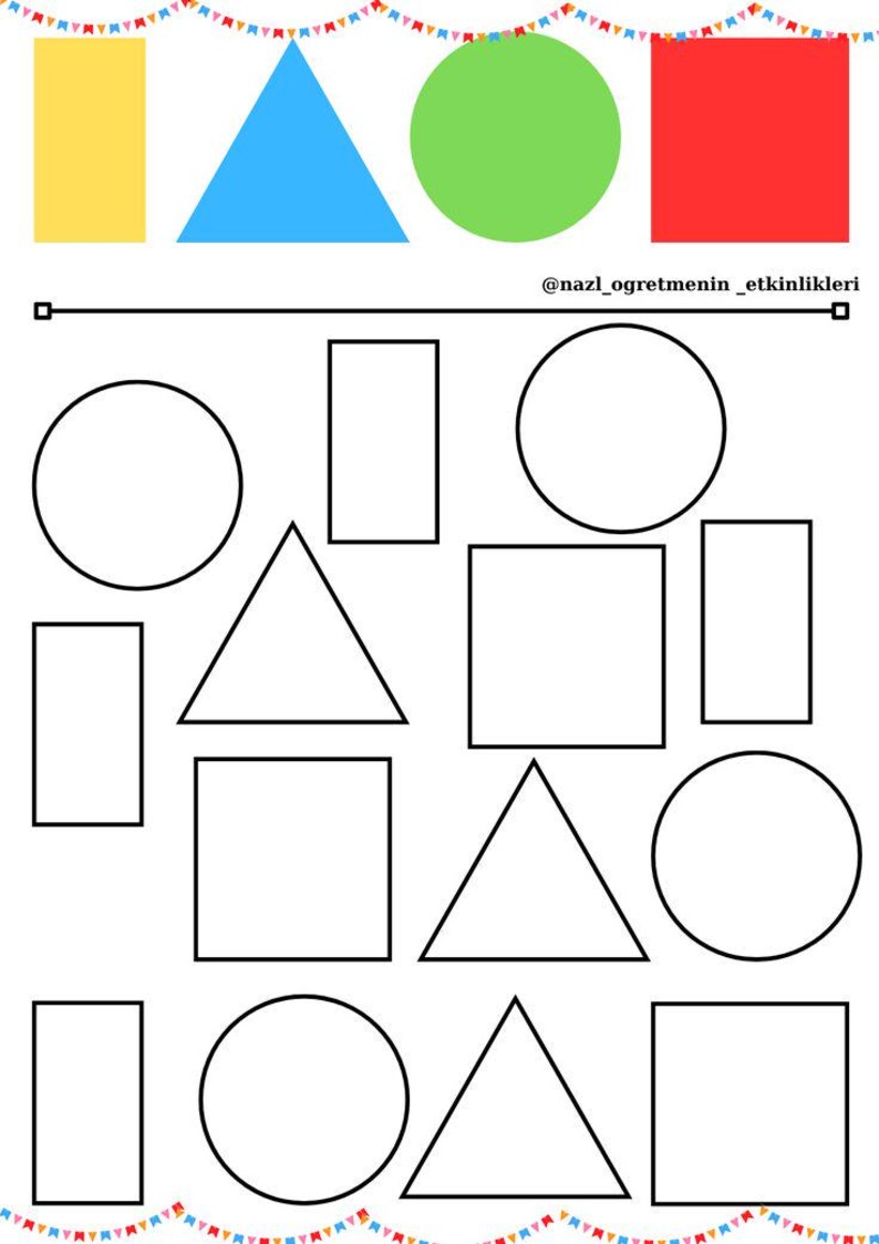 Shape Matching Coloring Pages: Preschool Learning Activity - Etsy