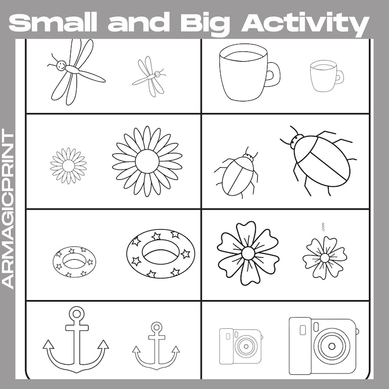 Big and Small Worksheets, Kids Activities Preschool Size Comparison ...