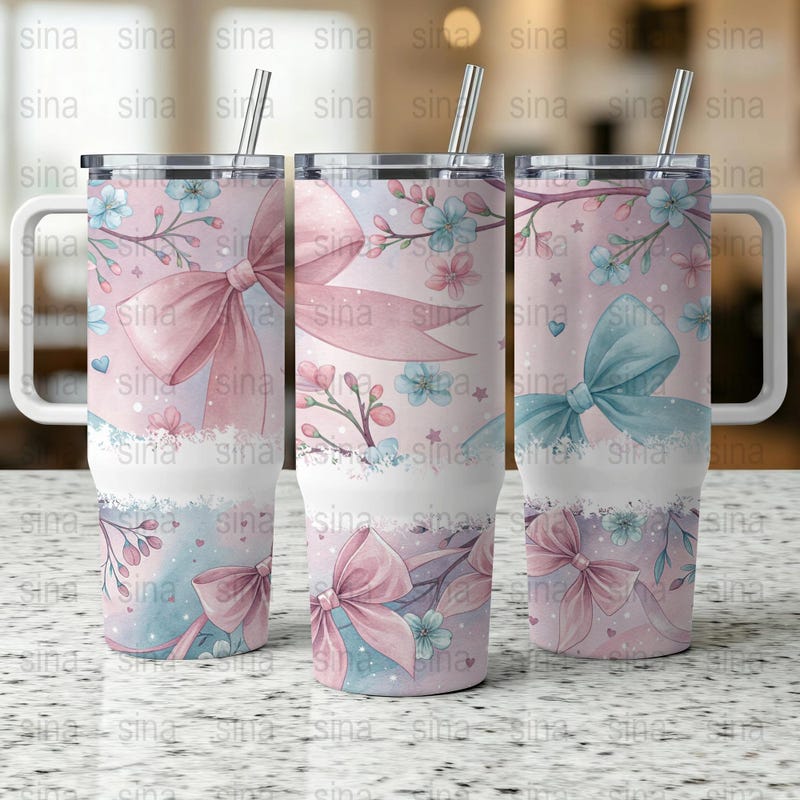 Coquette Pink Bow Tumbler - Etsy