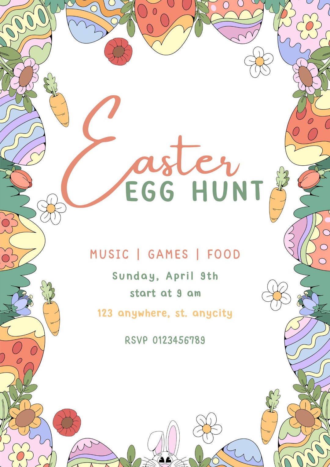 Personalised Easter Invitation Digital Download - Fun, Colourful ...