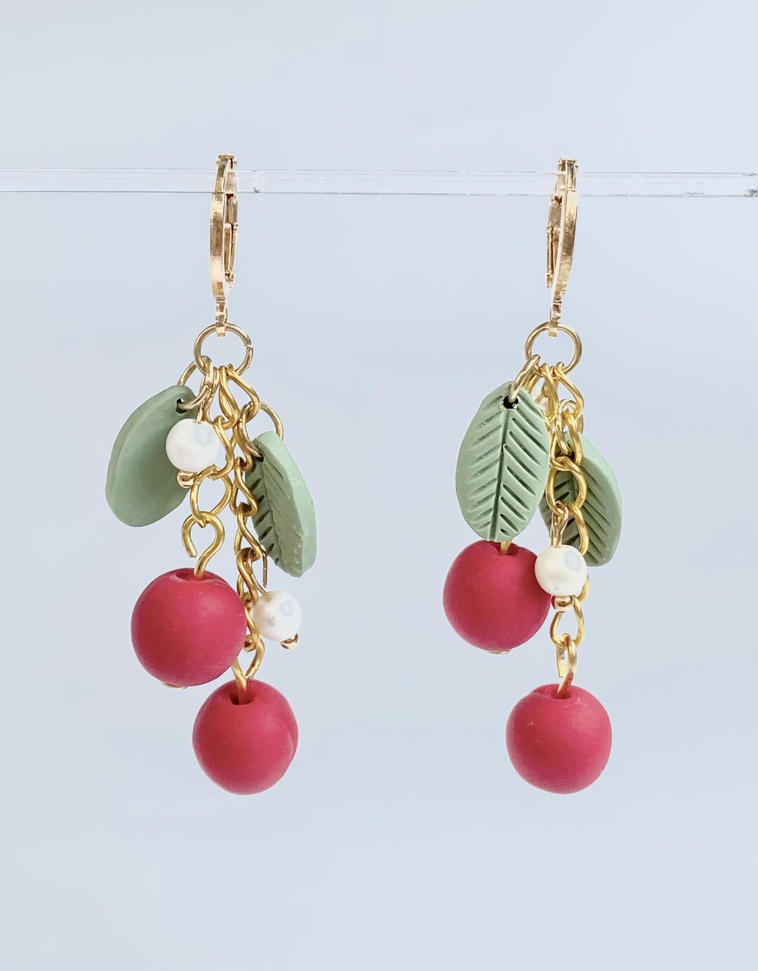 Cherry Earrings / Polymer Clay Earrings / Fruits Earrings / Berry ...