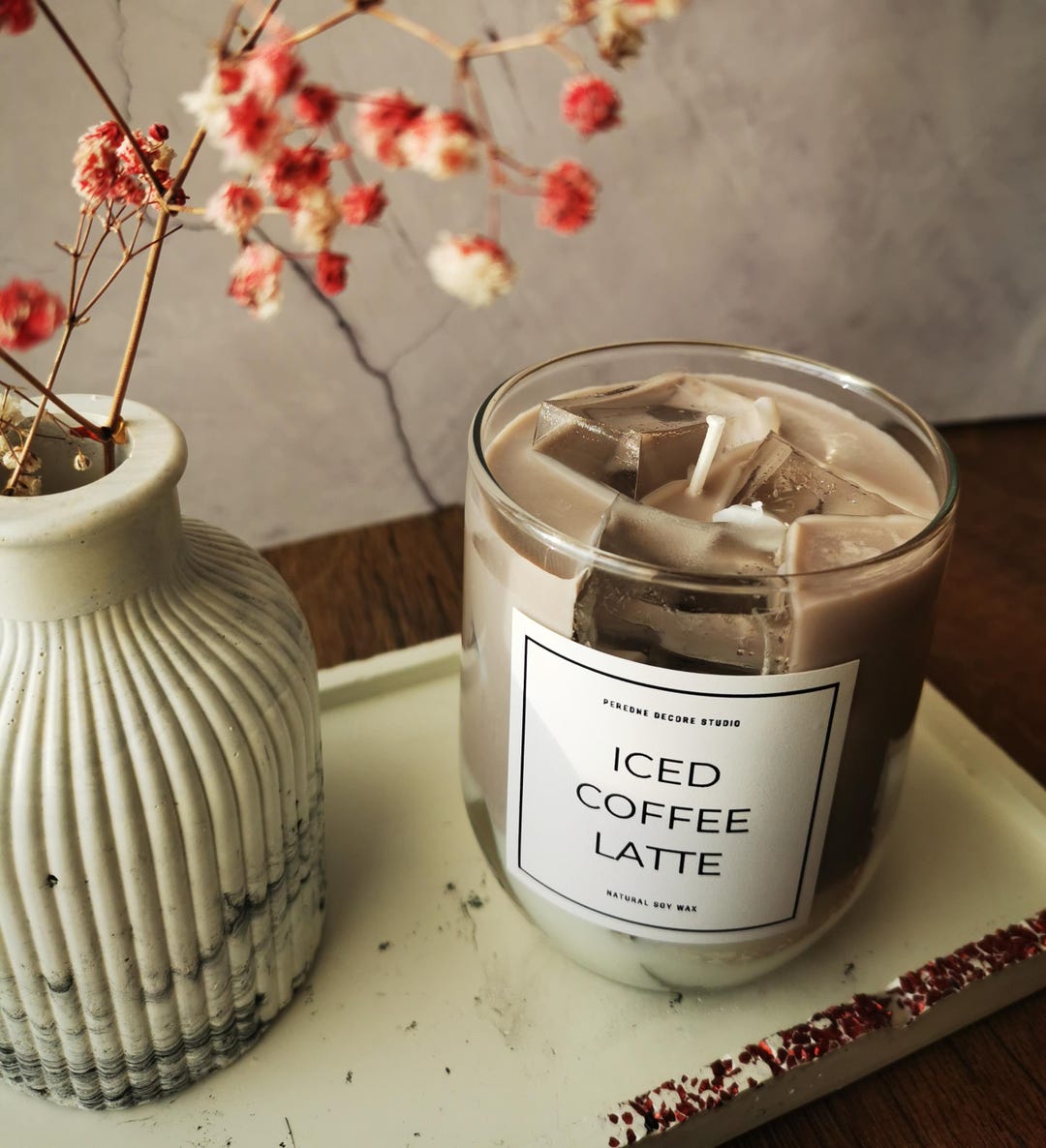 Iced Coffee Latte Candle 11 Oz | Iced Latte Coffee Scented Handmade ...