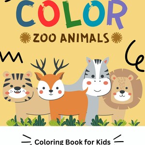 Cute Zoo Animals - Coloring Book for Kids - Etsy