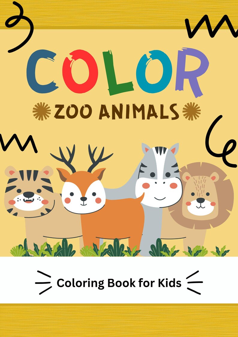 Cute Zoo Animals - Coloring Book for Kids - Etsy
