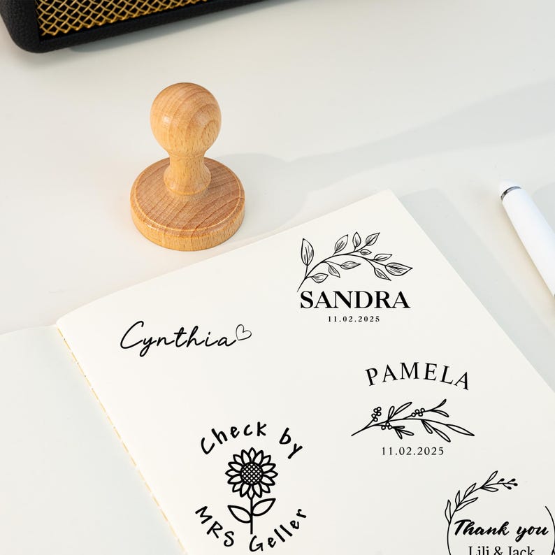 Custom Wooden Handle, Round Wedding Stamp, Personalized Wedding Stamp ...