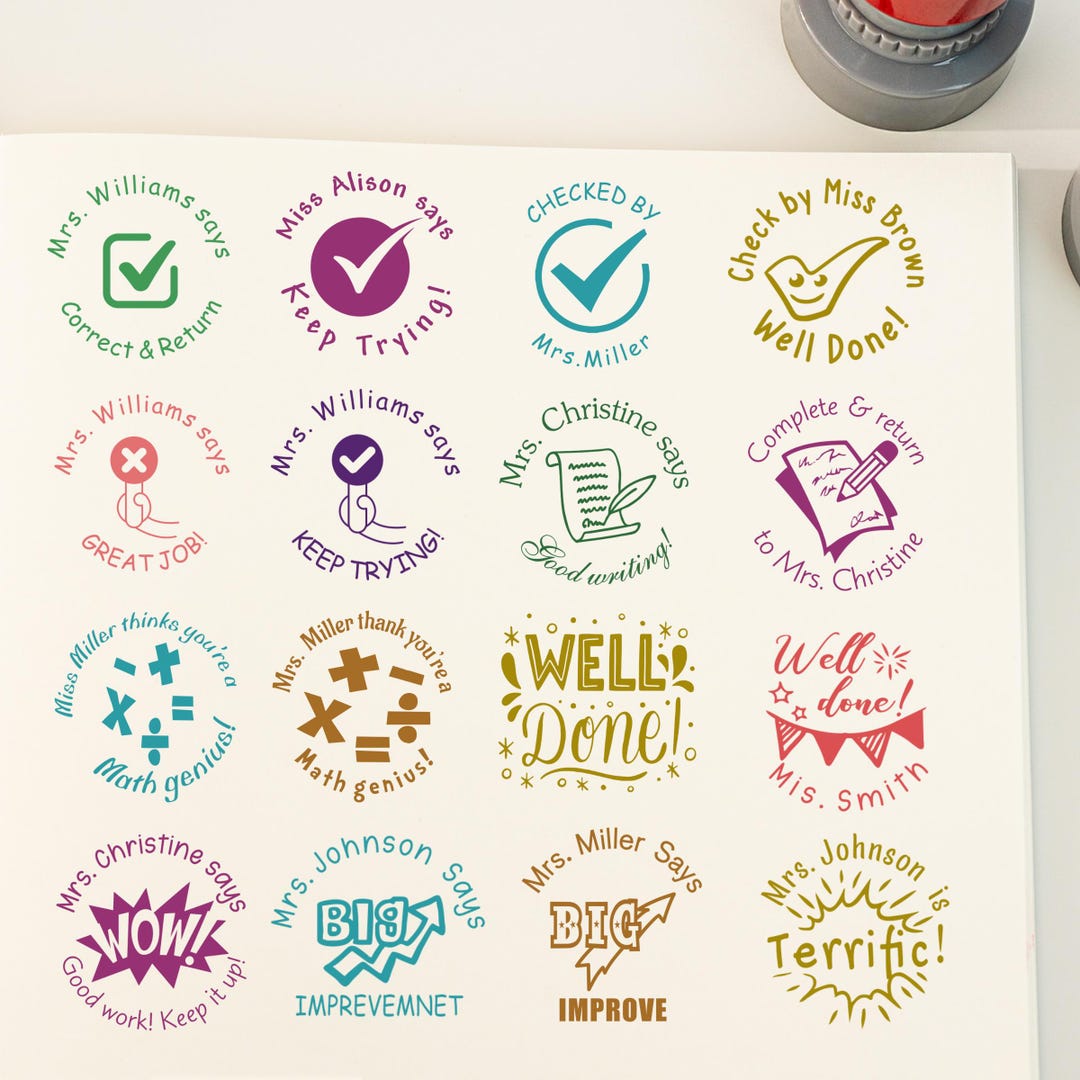 Checked by Teacher Stamp, Teacher Gift Stamp, Cute School Stamps ...