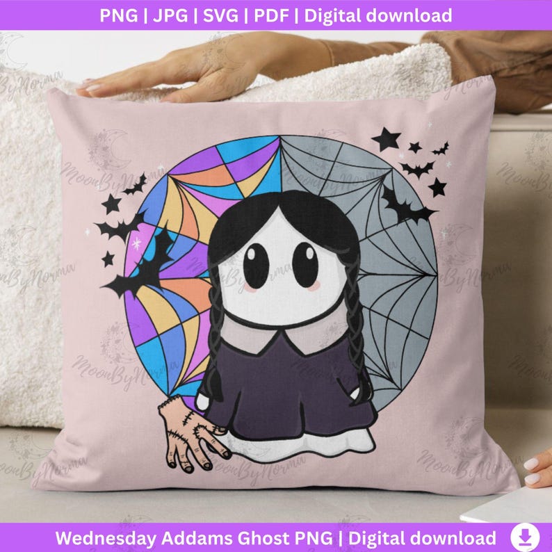 Wednesday Addams Ghost PNG: Spooky Halloween Sticker (digital Download ...