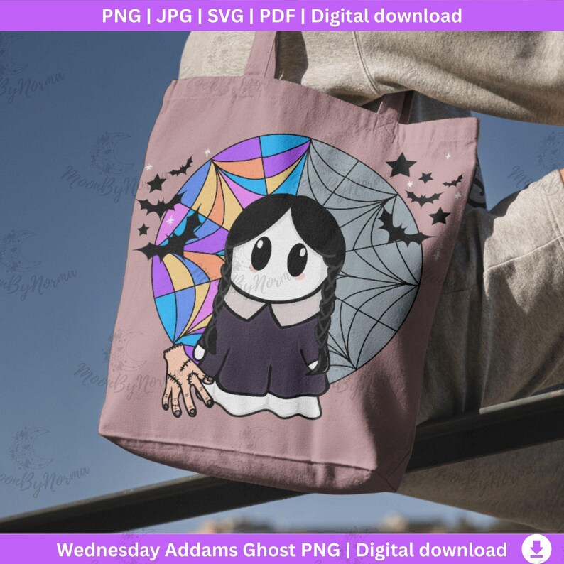 Wednesday Addams Ghost PNG: Spooky Halloween Sticker (digital Download ...