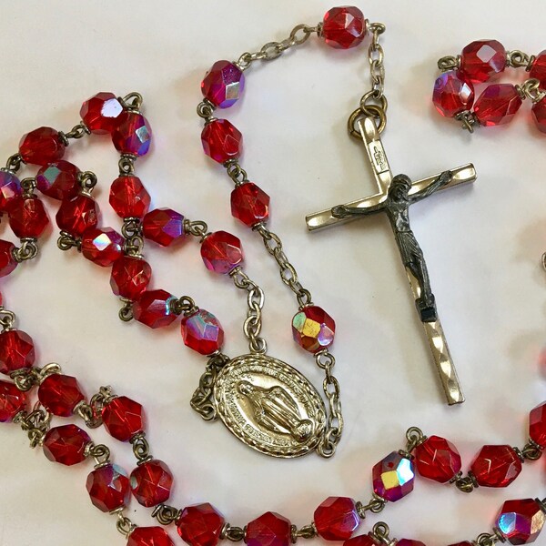 Red Crystal Rosary - Etsy