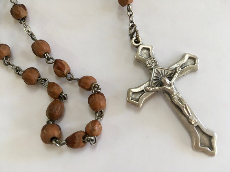 Seed Pod Rosary Organic Wood Seeds Ornate Cross Crucifix - Etsy