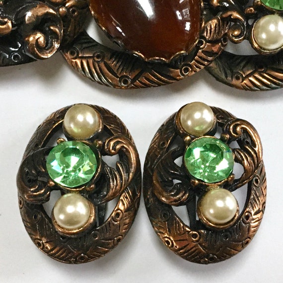 Selro Snake Parure – Big Oval Caramel Cabochon & Faux… - Gem